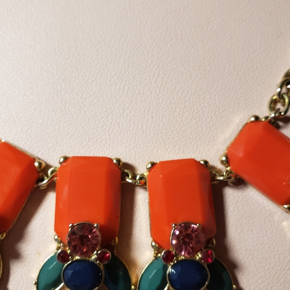 Talbots | Jewelry | Talbots Gold Orange Green Pink Jewel Tone Necklace ...